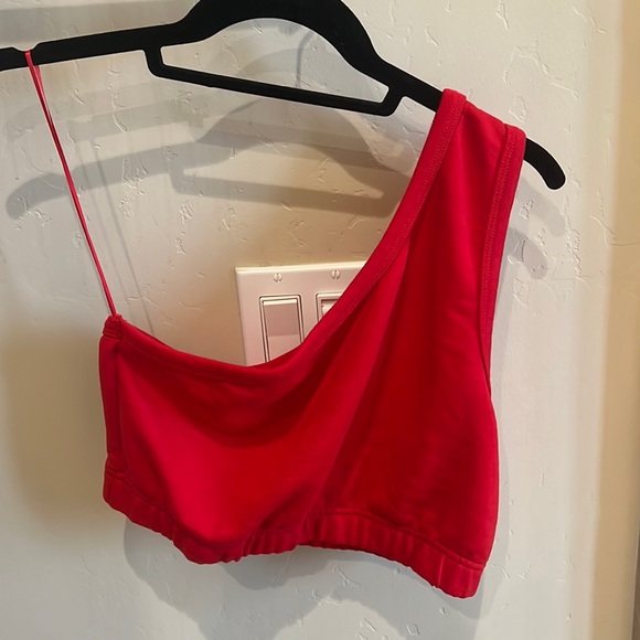 Tops | One Shoulder Red Crop Tank Top | Poshmark